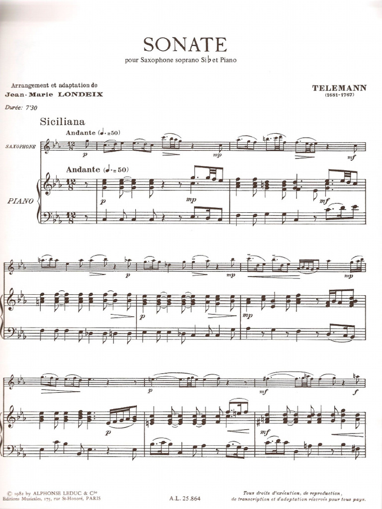 Sonata, Telemann, Piano | PDF