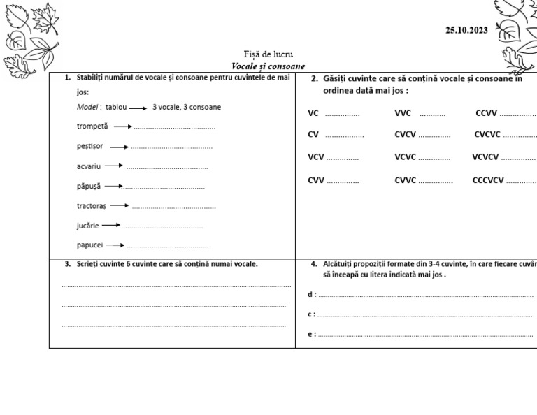 2 Vocale Si Consoane | PDF
