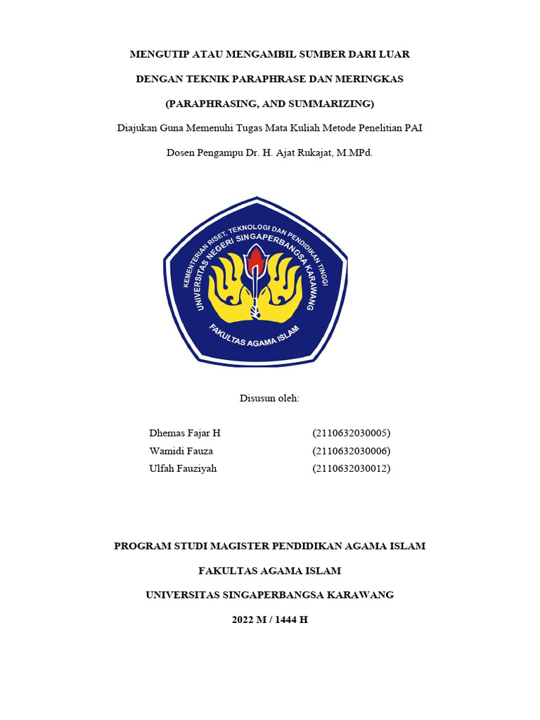 Teknik Parafrase dan Meringkas Kutipan | PDF