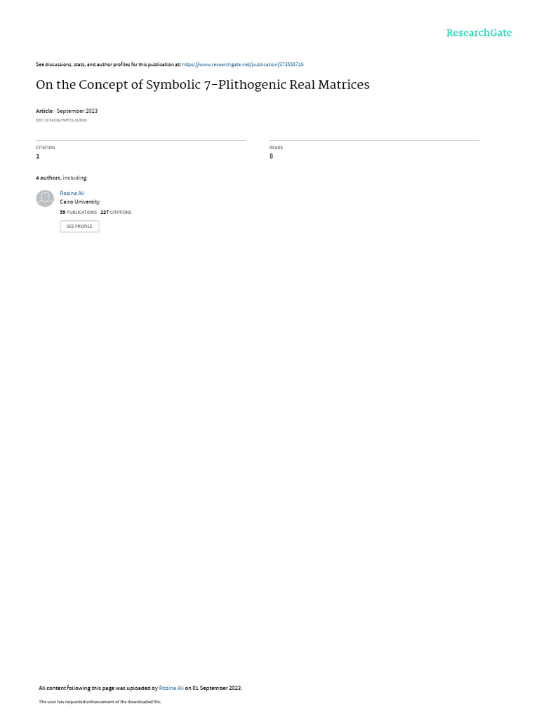 On The Concept of Symbolic 7-Plithogenic Real Matrices | PDF | Computers