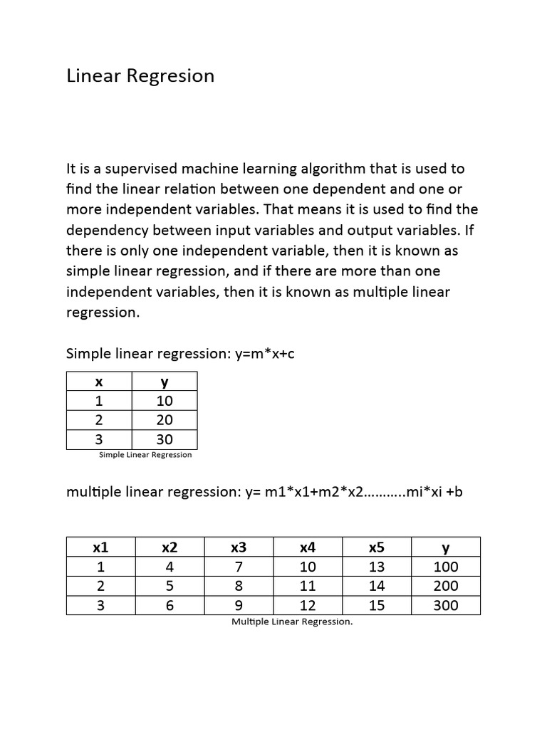 Linear Regresion | PDF | Dependent And Independent Variables | Mean Squared Error