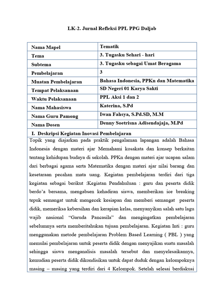 Inovasi Pembelajaran PBL di SD Karya Sakti | PDF | Kesehatan Holistik