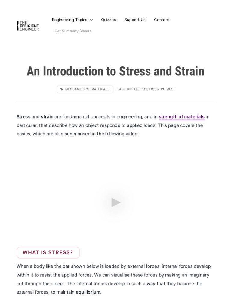 An Introduction To Stress and Strain - The Efficient Engineer | PDF ... An Introduction To Stress and Strain - The Efficient Engineer | PDF ...