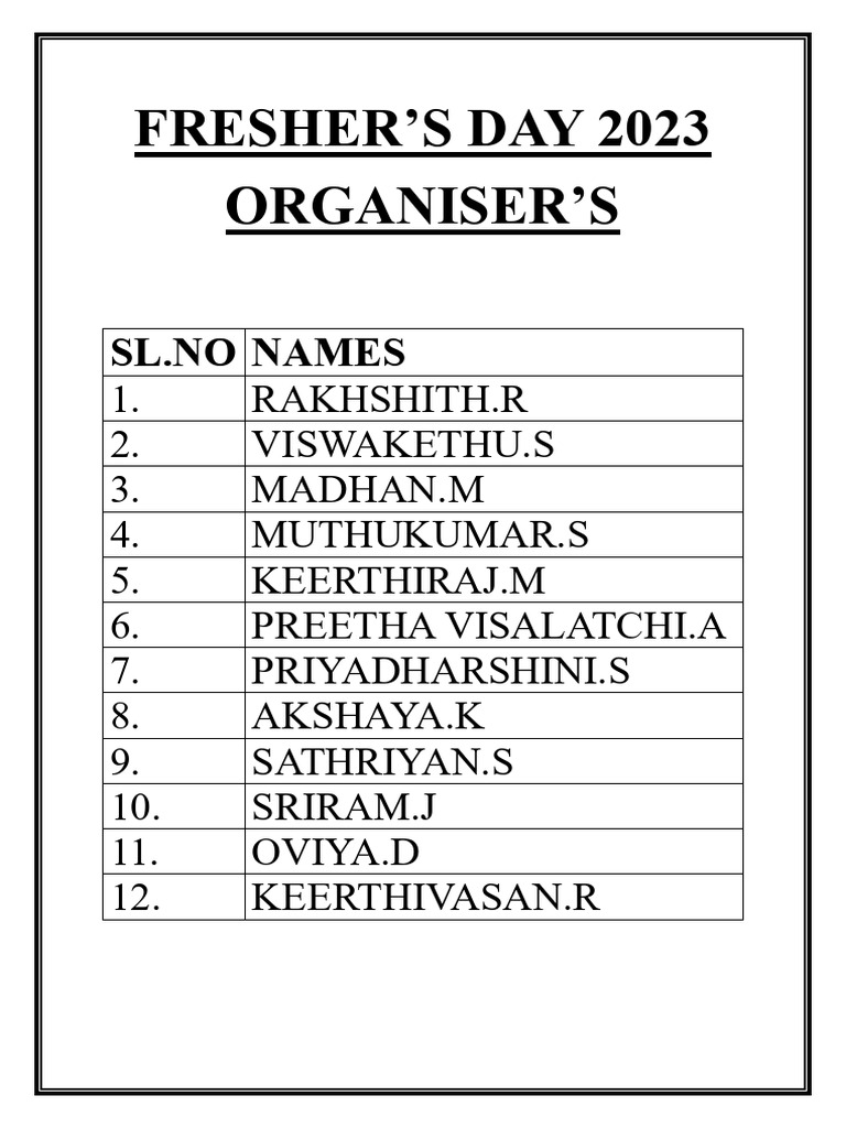 Freshers Day 2023 | PDF