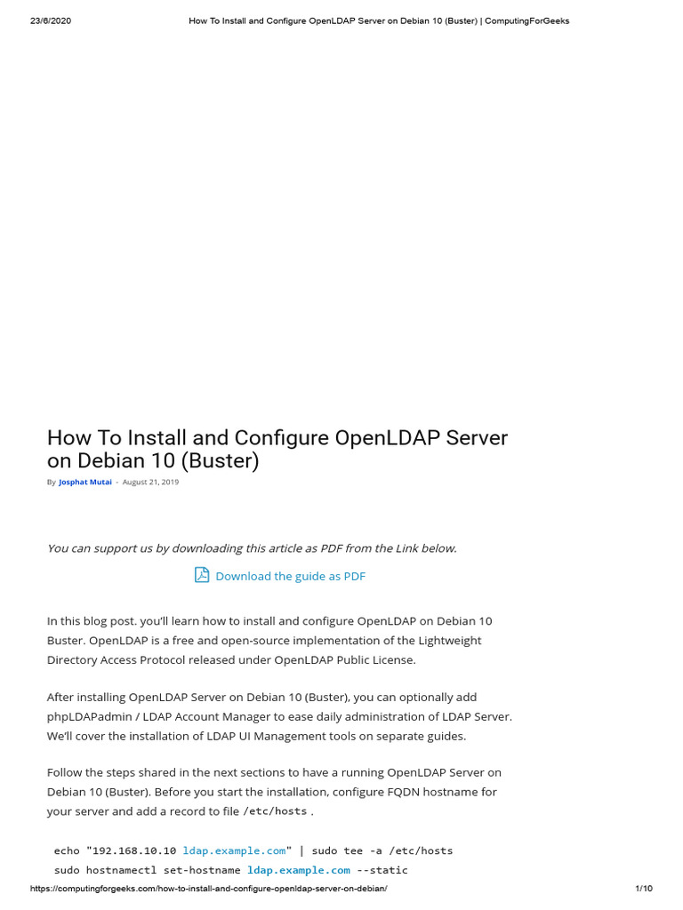 How To Install and Configure OpenLDAP Server On Debian 10 (Buster) | PDF | Computers