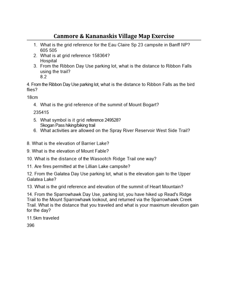 Map Reading Exercises | PDF