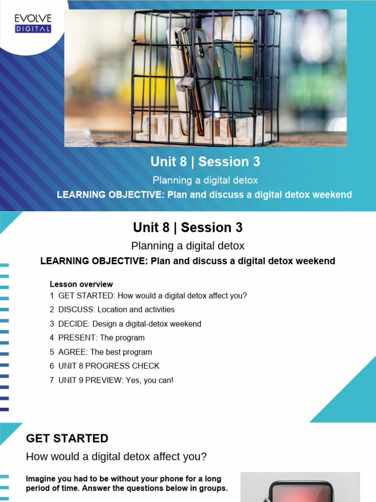 Unit 8 - Session 3: Planning A Digital Detox | PDF