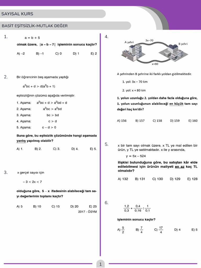 Basi̇t Eşi̇tsi̇zli̇k-Mutlak Değer | PDF