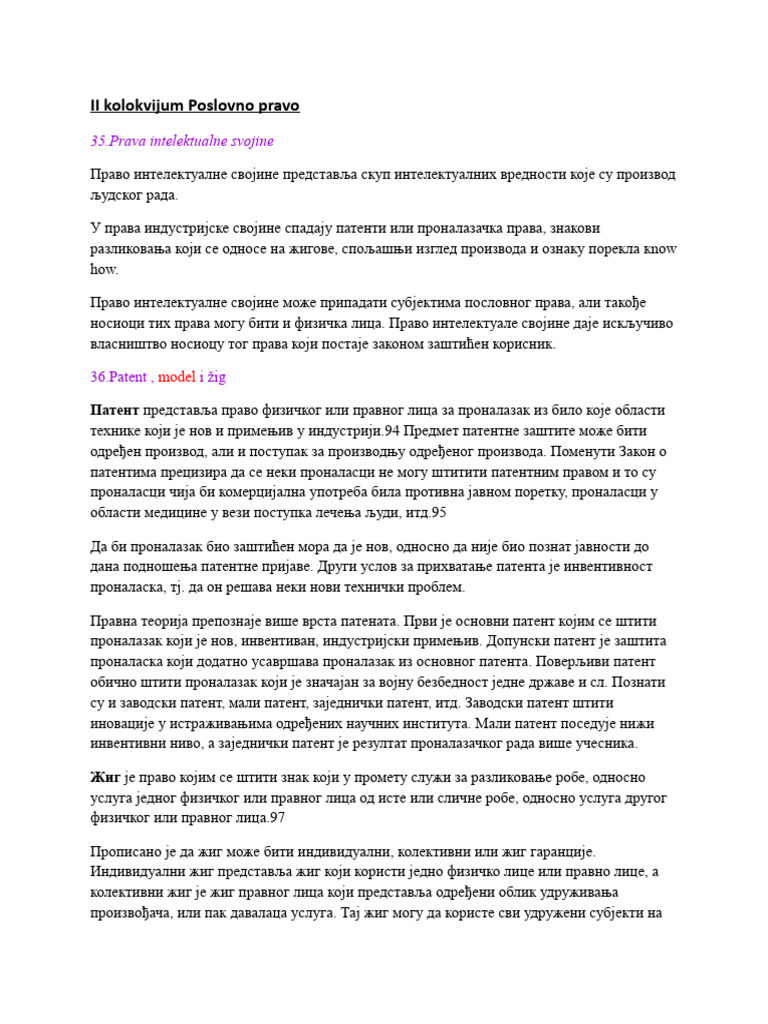 Poslovno Pravo Pitanja I Odgovori Za II Kolokvijum | PDF