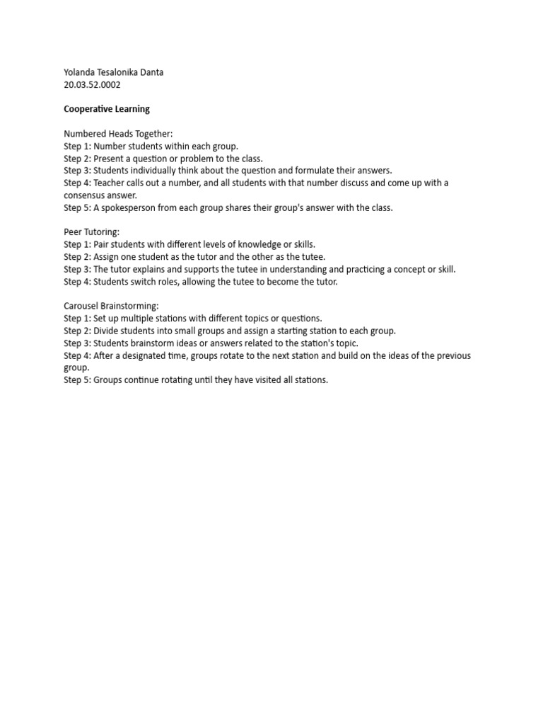 Cooperative Learning | PDF