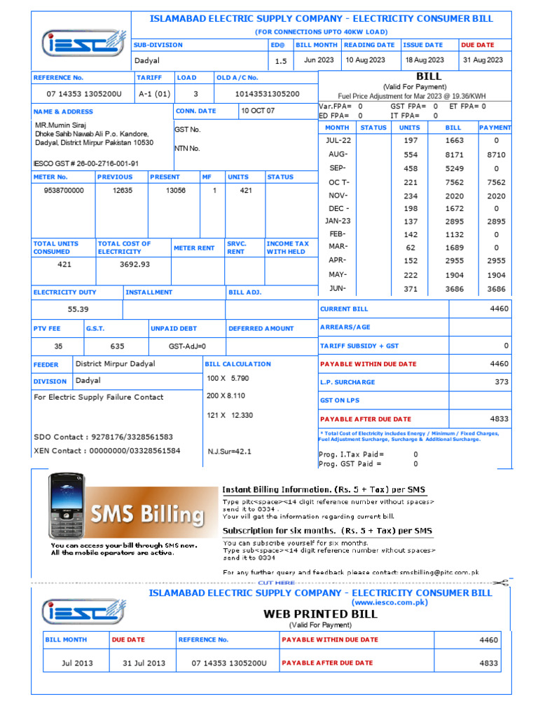 Electricity Bill | PDF | Fee | Government