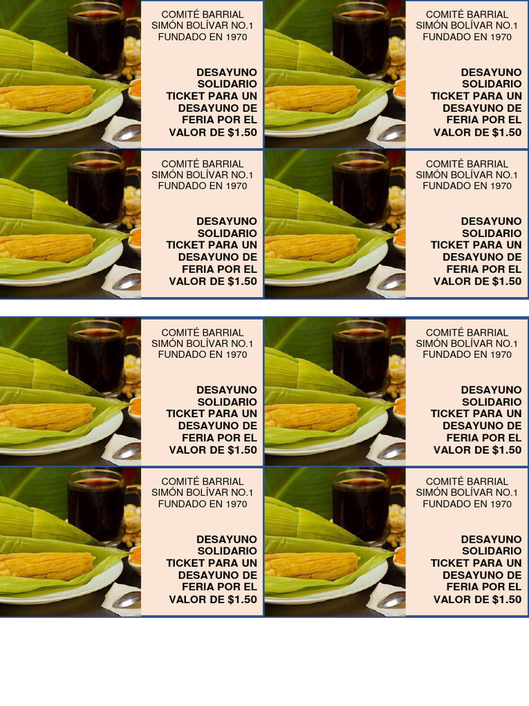 Ticket Desayuno | PDF | Cocina, comidas y vino