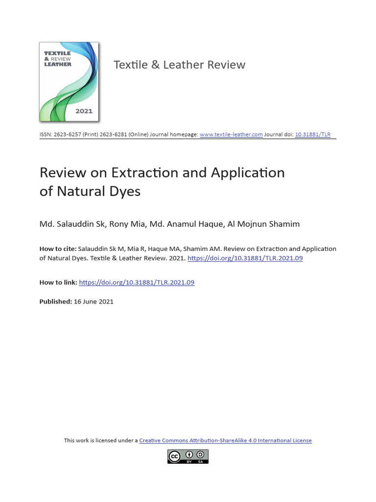 Review On Extraction and Application of Natural Dy | PDF | Dyeing ...