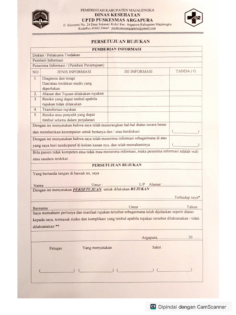 Form Persetujuan Rujukan | PDF