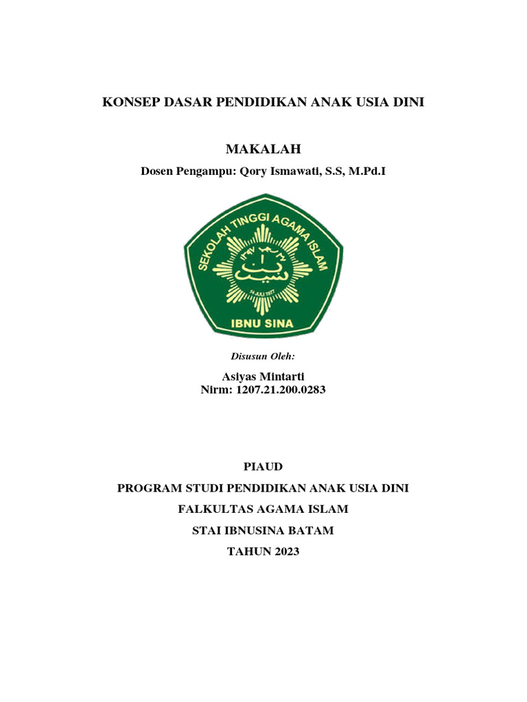 Makalah Konsep Dasar Pendidikan Anak Usia Dini | PDF