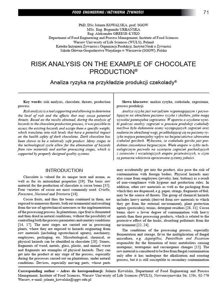 Risk Analysis On The Example of Cho | PDF