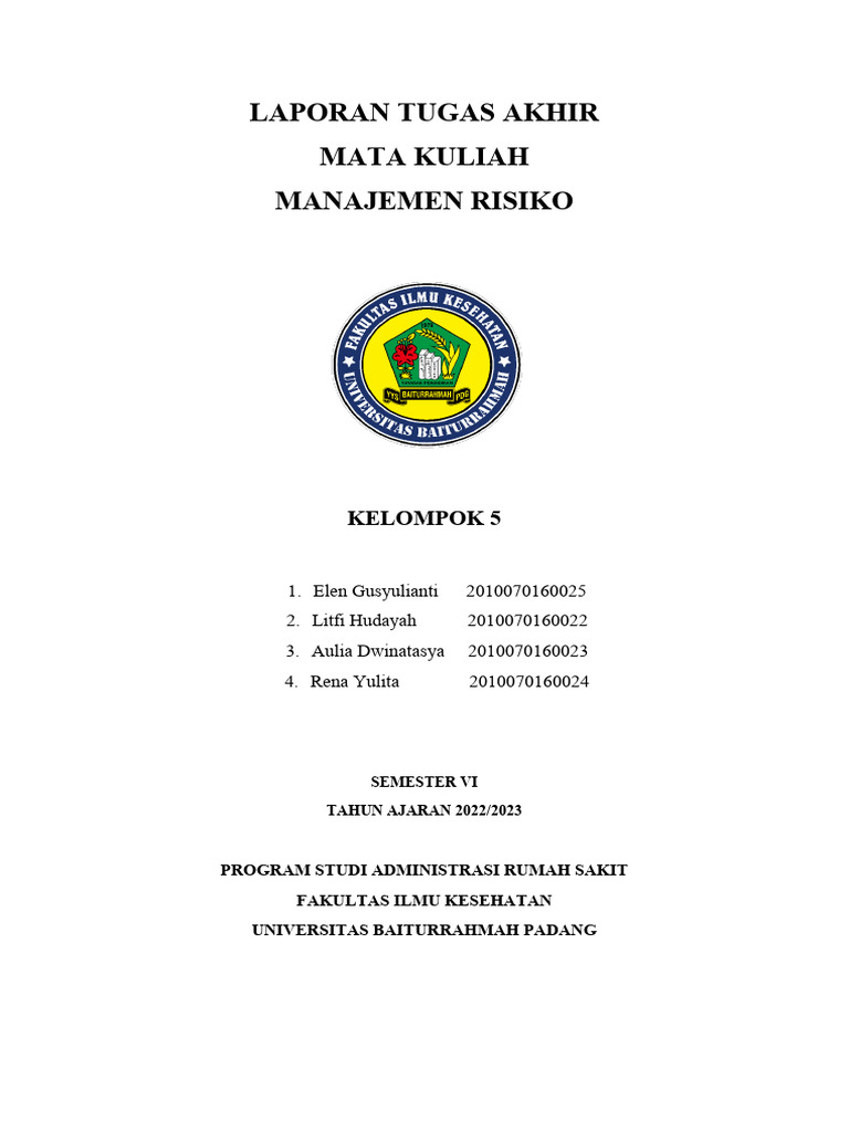 Laporan Manjemen Risiko Kel. 4 | PDF
