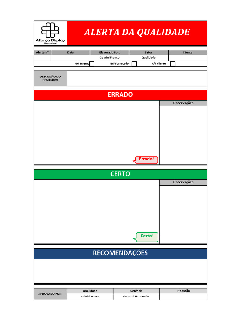 Alerta Qualidade | PDF