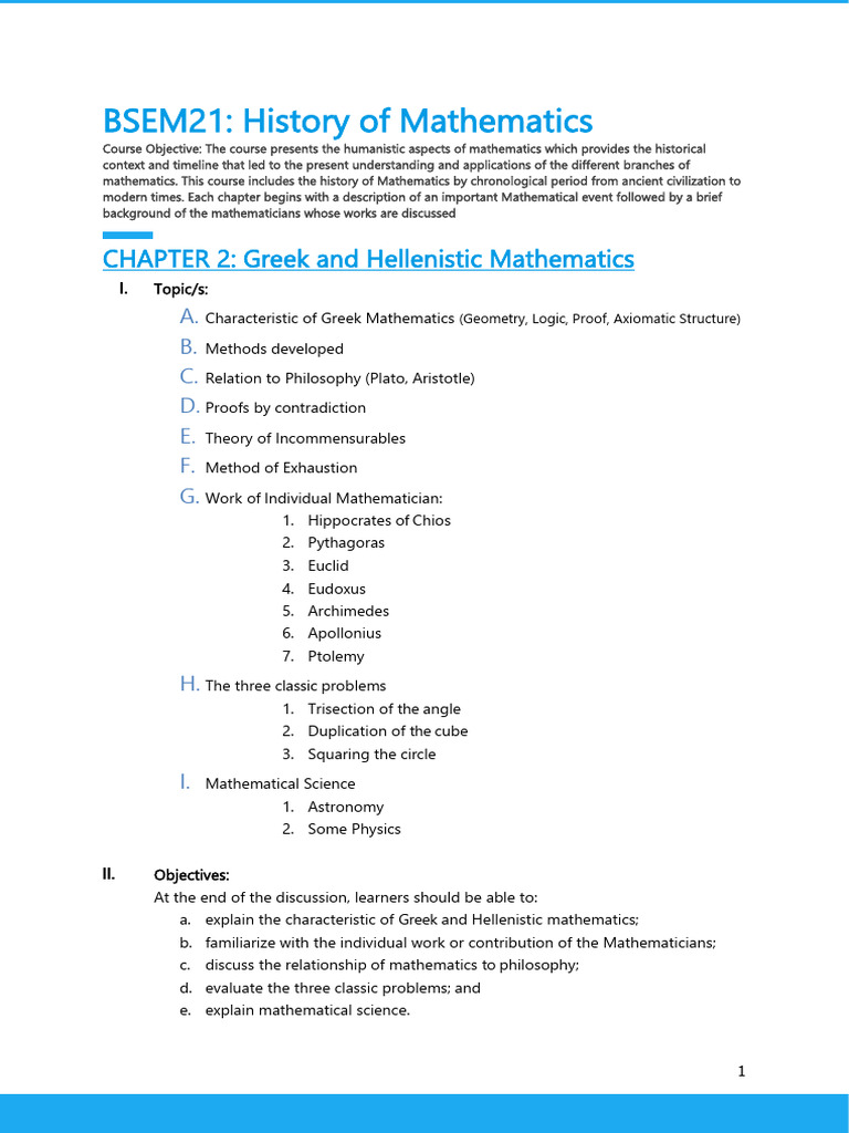 Greek and Hellenistic Mathematics-1 | PDF