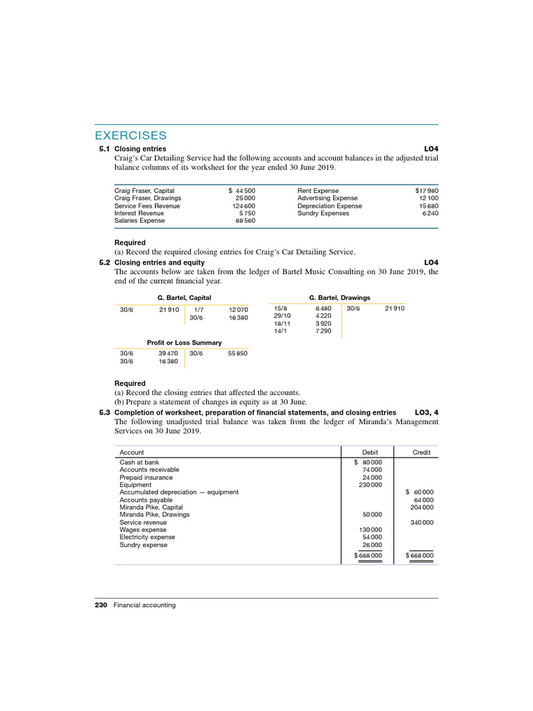 Accounting Cycle Exercises | PDF | Debits And Credits | Expense