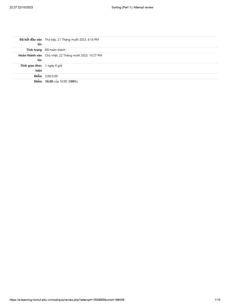 Sorting (Part 1) - Attempt Review | PDF | Teaching Methods & Materials