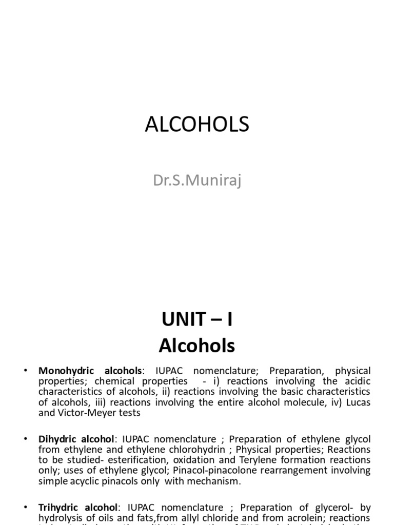 Introduction To Alcohol | PDF | Isomer | Alkane