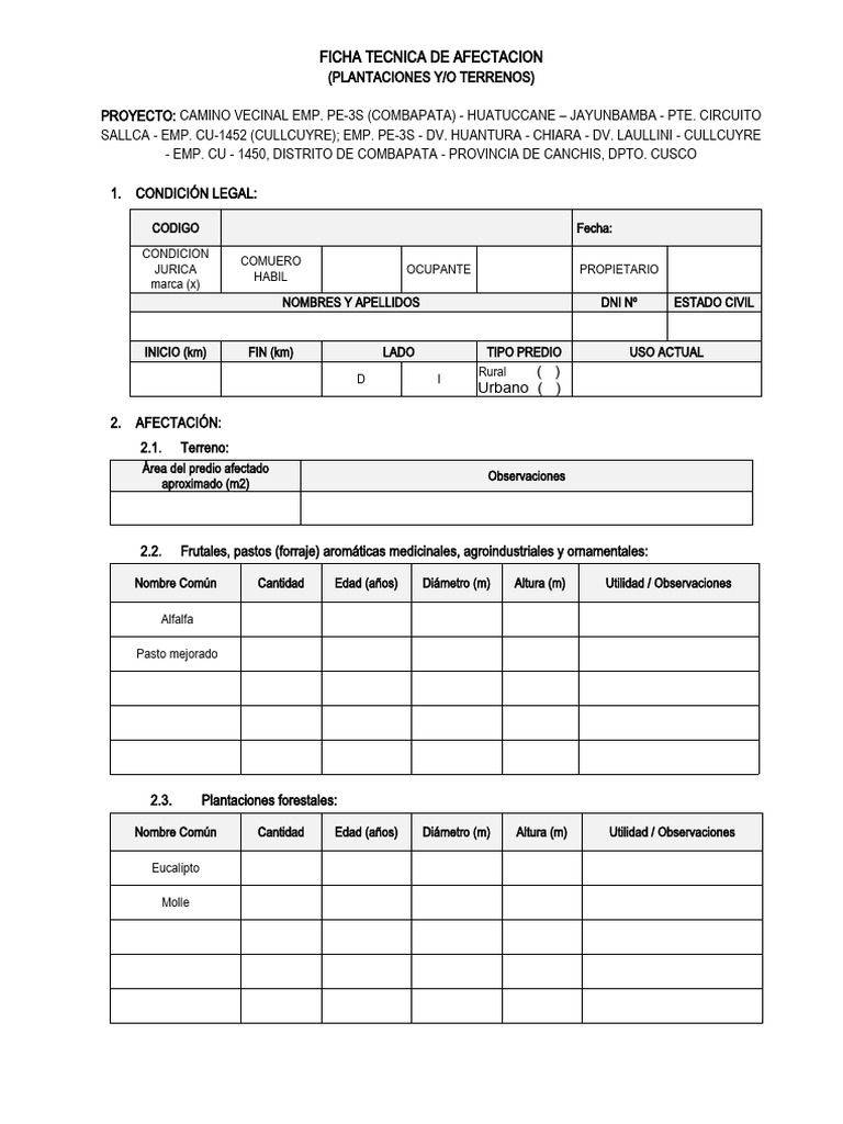 Modelo de Ficha Tecnica de Campo | PDF