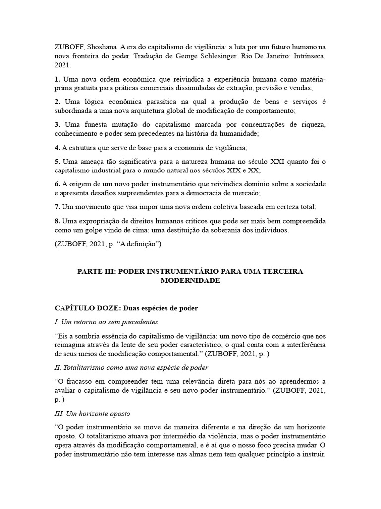 Capitalismo de Vigilância e Poder | PDF | Science | Sociologia