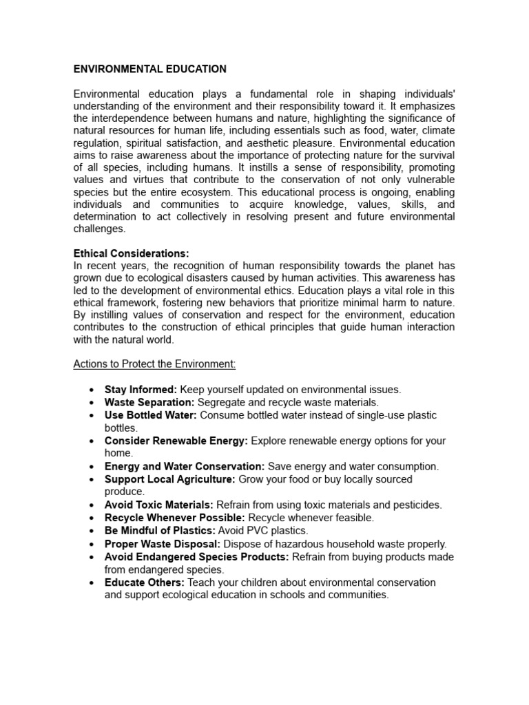 Environmental Education | PDF