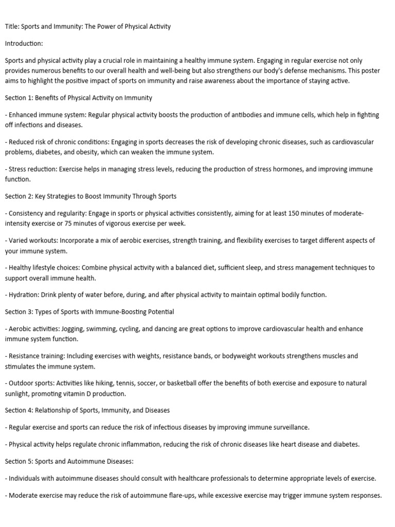 Poster | PDF | Immune System | Strength Training