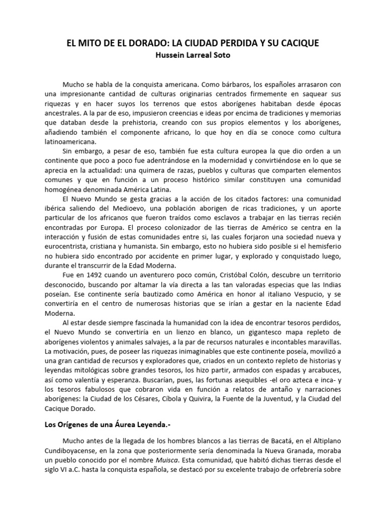 El Mito de El Dorado La Ciudad Perdida y | PDF | Francisco Pizarro ...