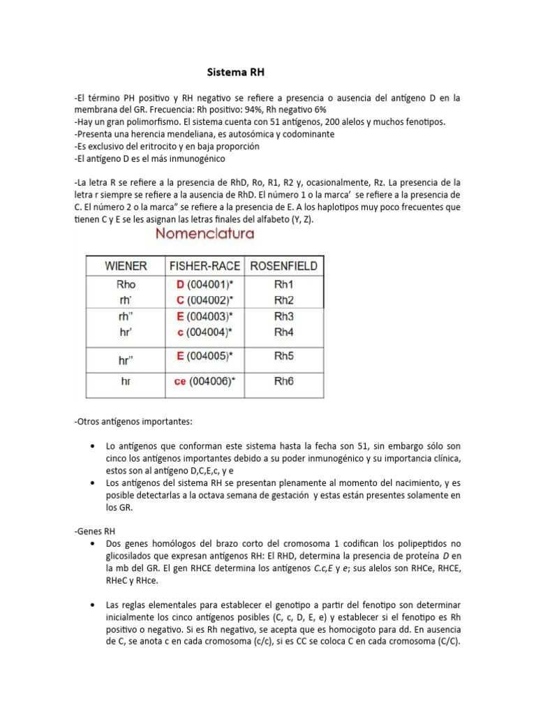 Sistema RH | Descargar gratis PDF | Genotipo | Alelo