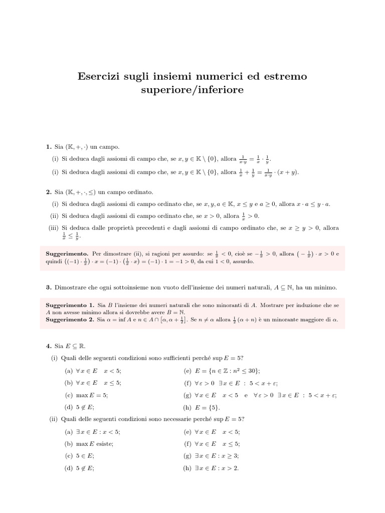Insiemi Numerici Esercizi | PDF