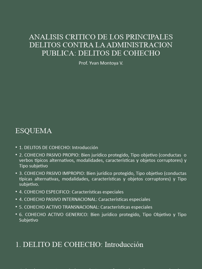 Delitos de Cohecho | PDF | Soborno | Intención (Derecho Penal)