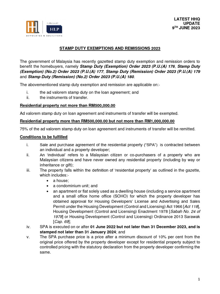 (Final) Stamp Duty Exemptions and Remissions 2023 | PDF | Justice ...