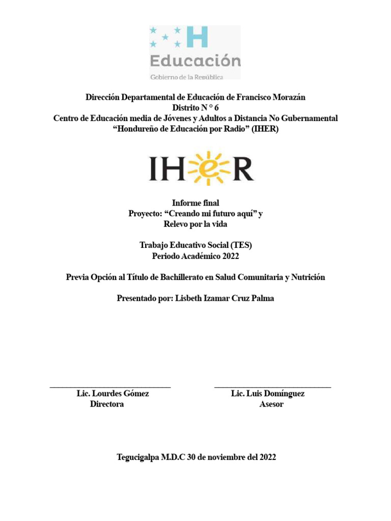 Informe de Tes Iher | PDF | Honduras | Guatemala