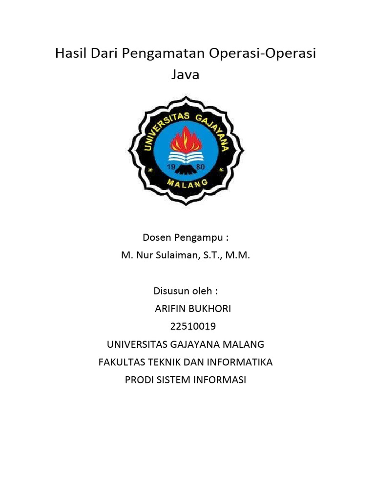 Panduan Operator Java | PDF | Teknologi & Rekayasa