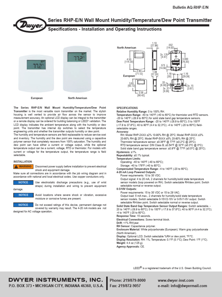 Manual Rhpen | PDF | Humidity | Sensor