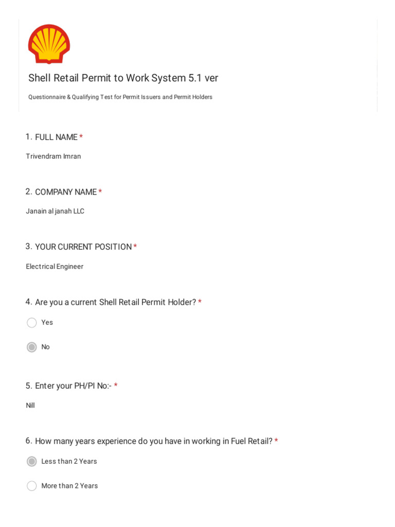 Shell Retail Permit To Work System 5.1 Ver | PDF | Safety