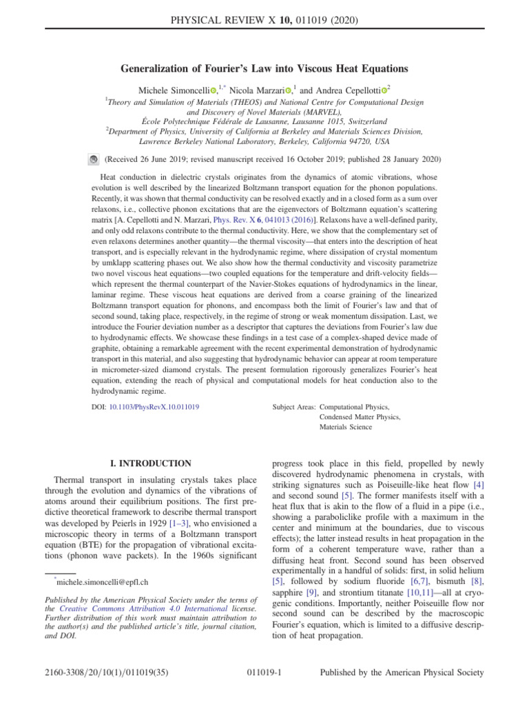 Generalizing Fourier's Law: Viscous Heat Equations | PDF | Viscosity ...