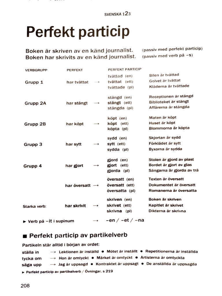 Perfekt Particip Extra Övningar | PDF