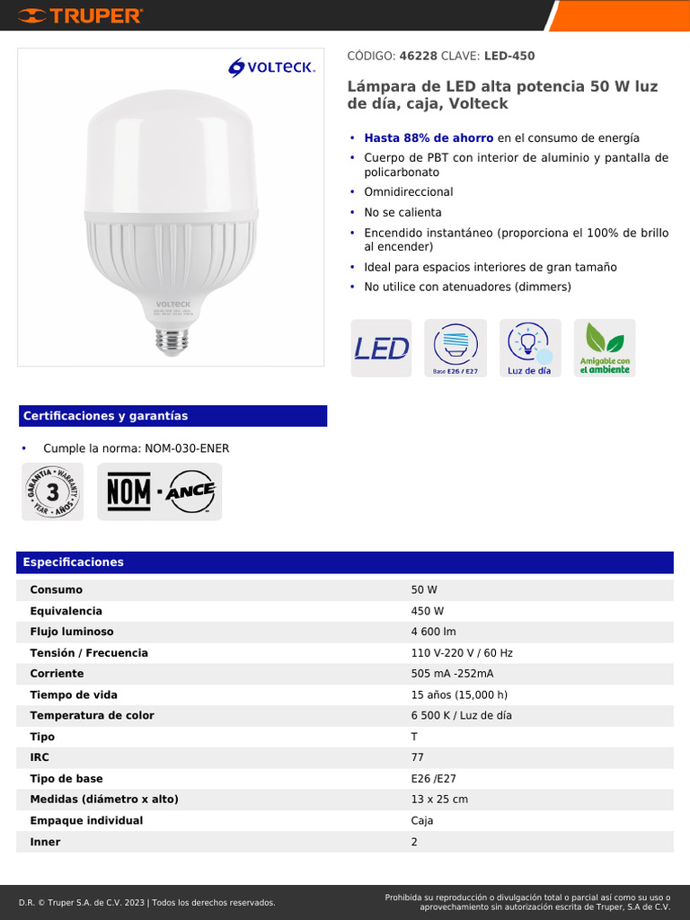 Ficha Tecnica Foco. | PDF | Encendiendo | Cantidades fisicas