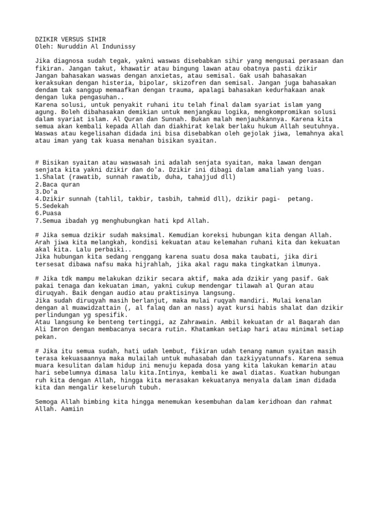 Dzikir VS Sihir | PDF | Pengembangan Diri