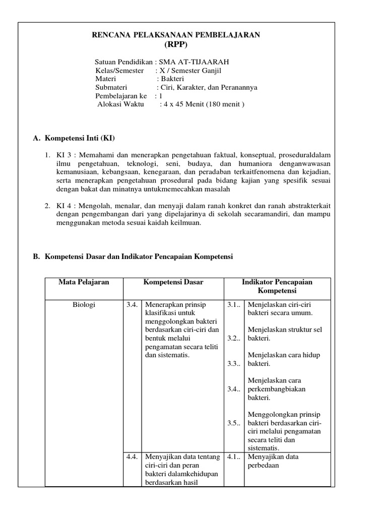 RPP Kel 2 (Bakteri) Fix | PDF | Sains & Matematika