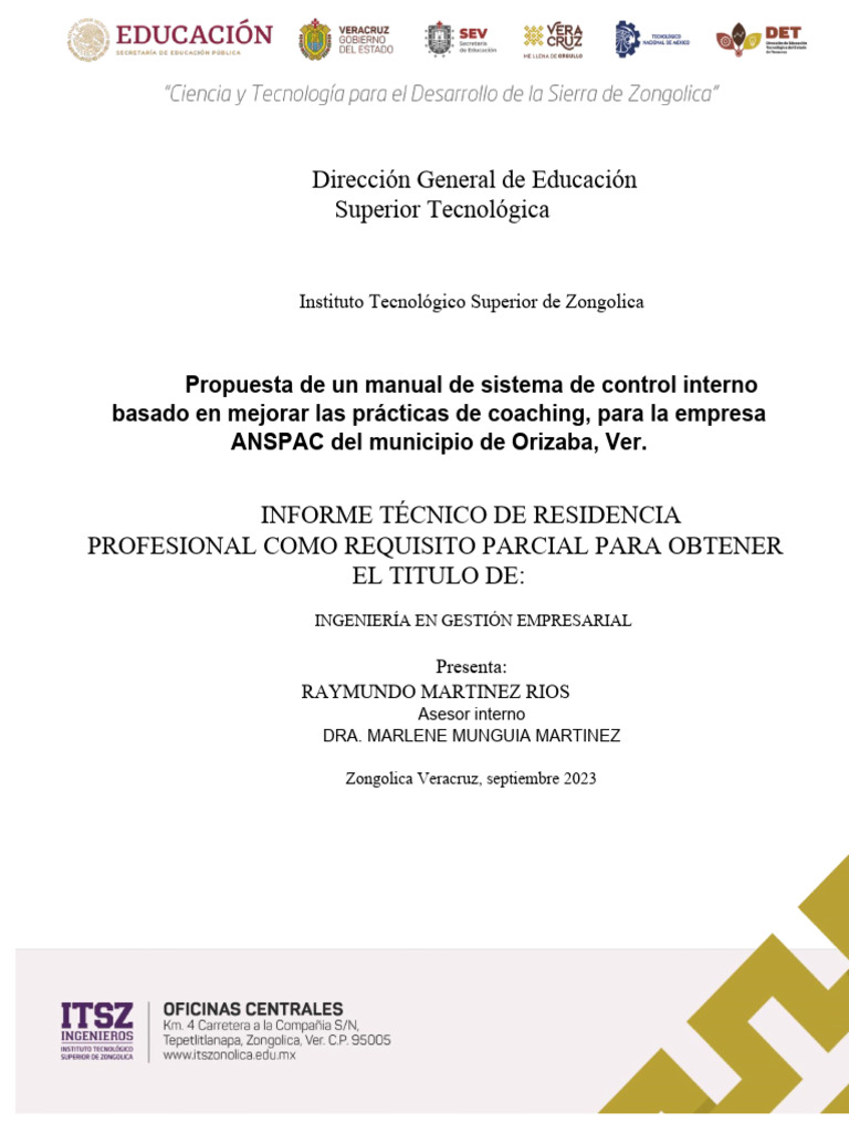 Avance Del Informe de Residencia Profesional Avance | PDF | Mente | Liderazgo