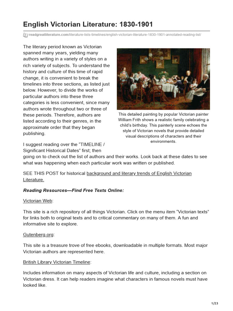 English Victorian Literature 1830-1901 | PDF | Charles Dickens | The ...