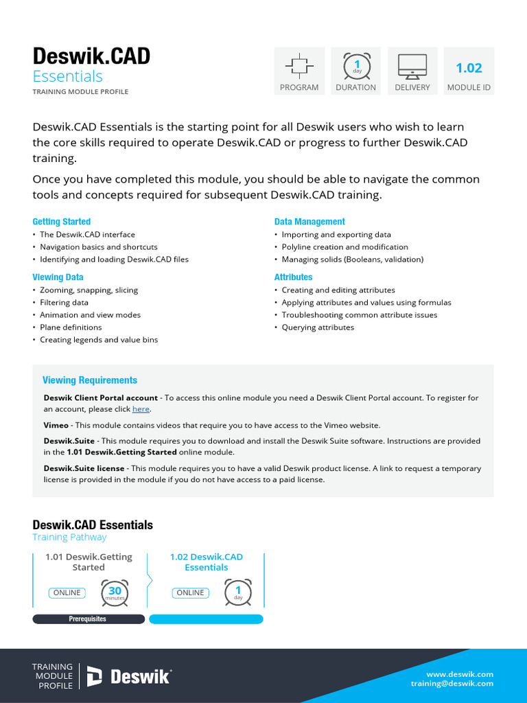 1.02 Deswik - CAD Essentials | PDF