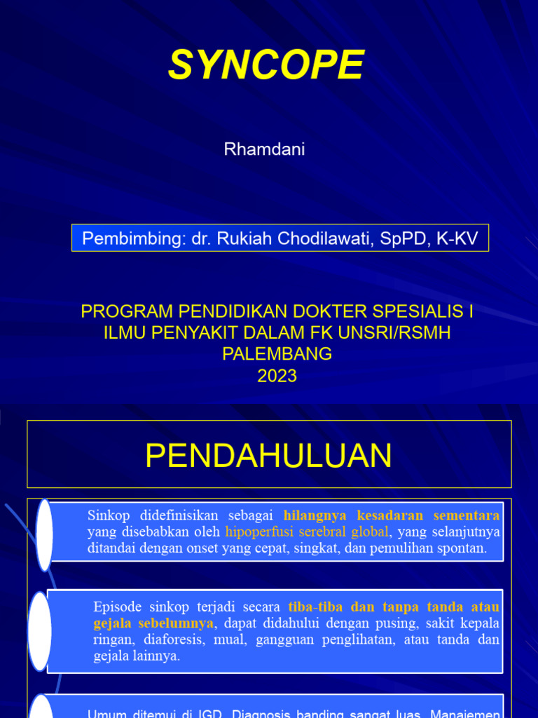Epidemiologi dan Penanganan Sinkop | PDF