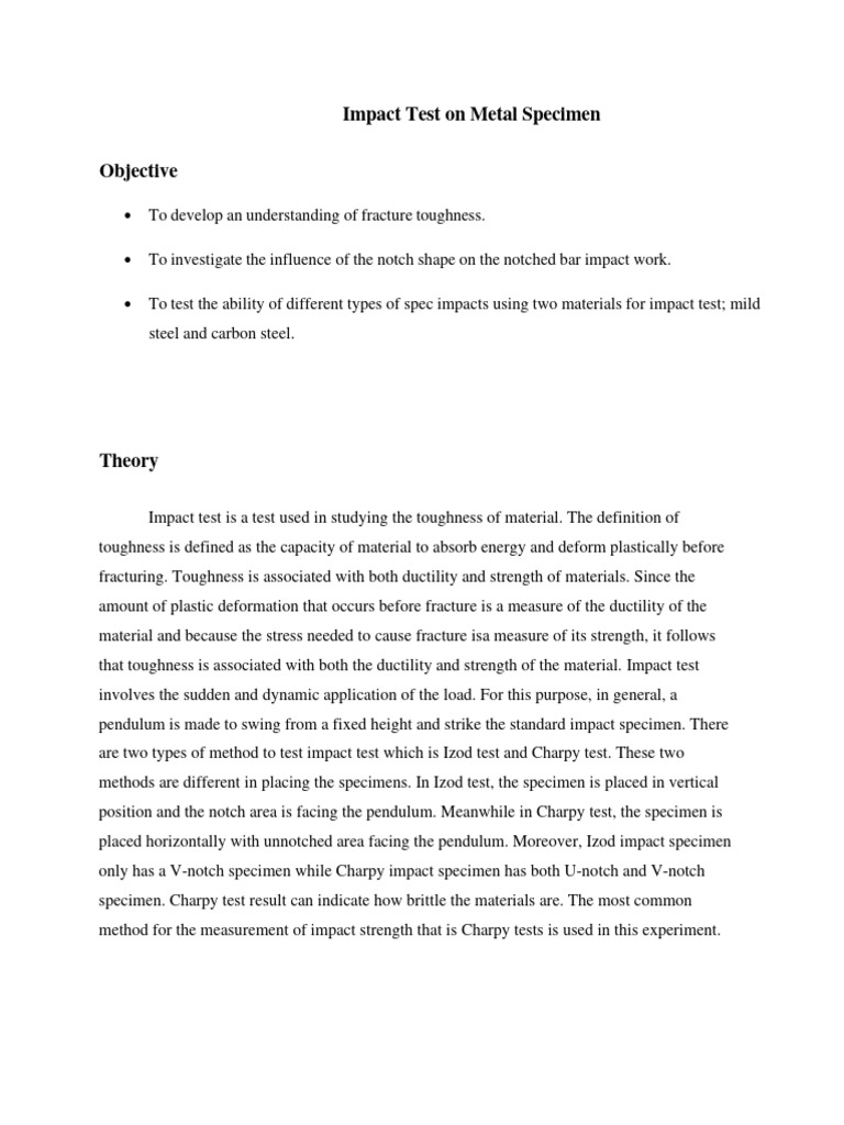 Charpy Impact Test Analysis Report | PDF | Ductility | Fracture