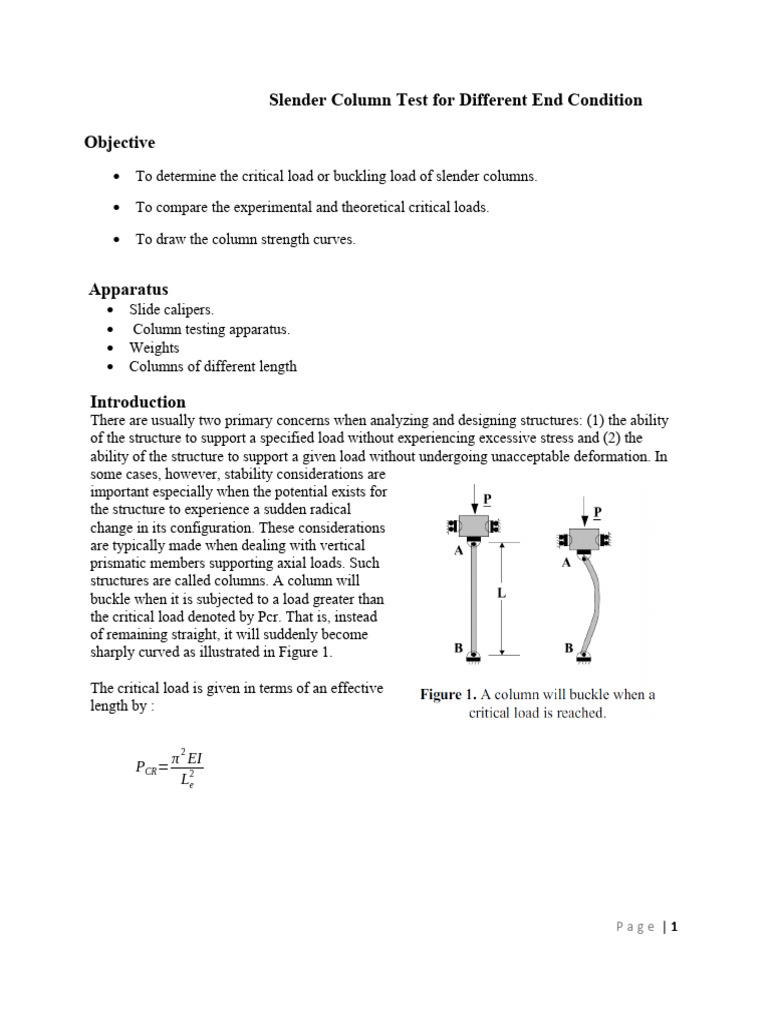 Slender Column Test For Different End Cond | Download Free PDF ...
